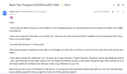 Welcome to the Back to Life Program!